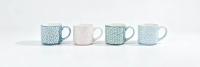 China 4 Pack Pastel Textured Ceramic Mugs, Hand Painted Pattern Coffee Cups with Thin Gold Rim for Home Decor & Daily Gift for sale