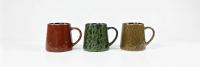China 3 Pack Handmade Reactive Glaze Tapered Ceramic Mugs, Wide Base Rustic Speckle Stoneware Coffee Cups for Farmhouse Decor & Gift for sale