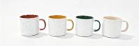 China 4 Pack Speckled White Ceramic Coffee Mugs, Two-Tone Interior & Handle Stoneware Tea Cups, Farmhouse Rustic Drinkware Set for Daily Use & Gifting for sale