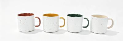 China 4 Pack Speckled White Ceramic Coffee Mugs, Two-Tone Interior & Handle Stoneware Tea Cups, Farmhouse Rustic Drinkware Set for Daily Use & Gifting for sale