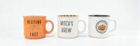 China 3 Pack Halloween Speckled Camp Ceramic Mugs, Witch Pumpkin Themed Stoneware Coffee Cups, Fall Spooky Season Holiday Decor Gift Set for sale