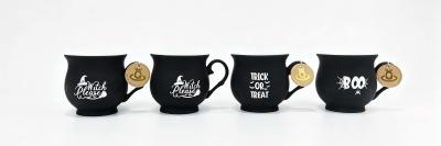 China 4 Pack Two-Tone Halloween Ceramic Mugs, Spooky Ghost Witch Skeleton Coffee Cups Set for Fall Holiday Decor & Gift for sale
