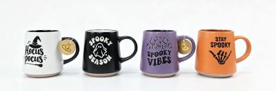 China 4 Pack Two-Tone Halloween Ceramic Mugs, Spooky Ghost Witch Skeleton Coffee Cups Set for Fall Holiday Decor & Gift for sale