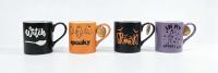 China 4 Pack Heart Handle Halloween Ceramic Mugs, Witch Ghost Spooky Themed Coffee Cups Set for Fall Holiday Gift & Home Decor for sale