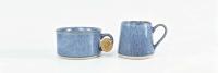 China 2 Pack Reactive Glaze Ceramic Mugs, Short Wide Soup Bowl & Tall Coffee Cup Set, Handmade Speckled Stoneware Mugs for Kitchen Decor & Housewarming Gift for sale