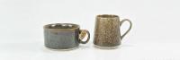 China 2 Pack Reactive Glaze Ceramic Mugs, Short Wide Soup Bowl & Tall Coffee Cup Set, Handmade Speckled Stoneware Mugs for Kitchen Decor & Housewarming Gift for sale