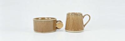 China 2 Pack Reactive Glaze Ceramic Mugs, Short Wide Soup Bowl & Tall Coffee Cup Set, Handmade Speckled Stoneware Mugs for Kitchen Decor & Housewarming Gift for sale