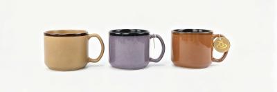 China 3 Pack Reactive Glaze Two-Tone Ceramic Mugs, Vintage Rustic Wide Body Coffee Cups for Home Decor & Gifts for sale