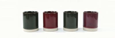 China 4 Pack Two-Tone Reactive Glaze Ceramic Tumbler Cups, Rustic Raw Clay Base Coffee Mugs for Home & Gift for sale
