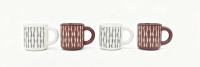 China 4 Pack Modern Geometric Stripe Ceramic Coffee Mugs, White & Dark Brown Matte Drink Cups with Chunky Handle for Kitchen & Gift for sale