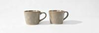 China 2 Pack Handmade Reactive Glaze Ceramic Coffee Mugs, Neutral Khaki Wavy Textured Tea Cups for Farmhouse Decor & Gifts for sale