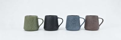China 4 Pack Speckled Reactive Glaze Ceramic Coffee Mugs, Wide Bottom Rustic Neutral Tea Cups for Wabi-Sabi Kitchen Decor & Gifting for sale
