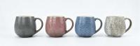 China 4 Pack Rustic Speckled Reactive Glaze Ceramic Mugs, Curved Belly Large Coffee Tea Cups for Farmhouse & Cabin Home Decor for sale