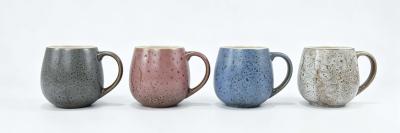 China 4 Pack Rustic Speckled Reactive Glaze Ceramic Mugs, Curved Belly Large Coffee Tea Cups for Farmhouse & Cabin Home Decor for sale