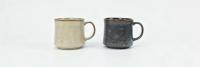 China 2 Pack Wabi Sabi Speckled Ceramic Coffee Mugs, Two-Tone Rustic Gradient Glaze Tea Cups for Couple Gift for sale