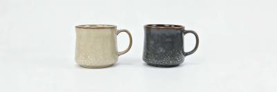 China 2 Pack Wabi Sabi Speckled Ceramic Coffee Mugs, Two-Tone Rustic Gradient Glaze Tea Cups for Couple Gift for sale