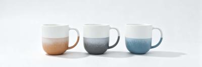 China 3 Pack White Top Ombre Speckled Ceramic Coffee Mugs, Two-Tone Gradient Stoneware Tea Cups for Home & Gift for sale