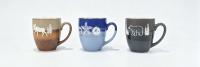 China 3 Pack Drip Glaze Ceramic Mugs, Wilderness & Coastal Silhouette Coffee Cups, Speckled Gradient Tea Mugs for Home Decor & Holiday Gift for sale