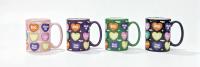 China 4 Pack Halloween Spooky Candy Heart Ceramic Mugs, Pastel Gothic Bat Print Coffee Cups, Halloween Holiday Drinking Mugs for Party & Gift for sale