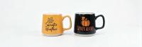 China 2 Pack Sweater Weather Fall Ceramic Mugs, Pumpkin Maple Leaf Autumn Coffee Cups with Unglazed Base for Harvest Season & Gift for sale