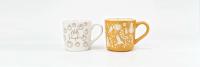 China 2 Pack Hello Pumpkin Fall Ceramic Mugs, Speckled Cream & Mustard Yellow Autumn Coffee Cups with Crow Pumpkin Pattern for Harvest Decor & Gift for sale