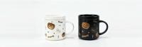China 2 Pack Halloween Ceramic Mugs, White & Black Gold Foil Pumpkin Bat BOO Pattern Coffee Cups with Matching Lid for Halloween Decor & Gift for sale