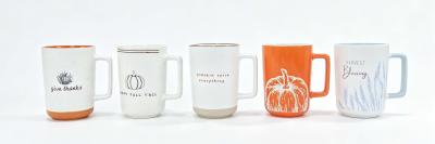 China 5 Pack Fall Harvest Ceramic Coffee Mugs, Pumpkin Spice Thanksgiving Quote Tea Cups, Assorted Autumn Designs for Kitchen & Holiday Gift for sale