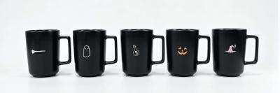 China 5 Pack Minimalist Black Halloween Ceramic Coffee Mugs, Simple Ghost Pumpkin Witch Hat Print Tea Cups Set for Fall Holiday Decor & Gift for sale