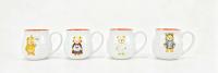 China 4 Pack Watercolor Halloween Teddy Bear Ceramic Mugs, Cute Costume Bear White Bulb Coffee Cups with Orange Rim for Fall Holiday Decor & Gift for sale