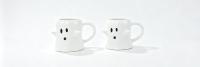 China 2 Pack 3D Ghost Shaped Halloween Ceramic Mugs, Cute White Ghost Sculpted Coffee Cups for Fall Decor & Holiday Gift for sale