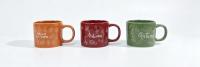 China 3 Pack Hello Autumn Ceramic Mugs, Rustic Fall Leaf & Mushroom Pattern Short Coffee Cups for Farmhouse Kitchen Decor & Harvest Gift for sale