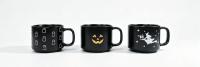 China 3 Pack Matte Black Halloween Ceramic Mugs, Ghost Pumpkin Witch Silhouette Short Coffee Cups for Fall Halloween Kitchen Decor & Holiday Gift for sale