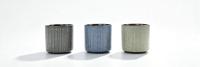 China 3 Pack Embossed Herringbone Ceramic Tea Cups, Handleless Stoneware Small Drink Cups in Grey Blue Green for Tea, Espresso & Rustic Kitchen Decor for sale