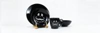 China Halloween Pumpkin Face Black Ceramic Dinnerware Set, Trick or Treat 4-Piece Tableware with Plates, Mug & Bowl for Halloween Party Decor & Holiday Gift for sale