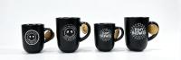 China 4 Pack Matte Black Halloween Ceramic Mugs, Stitched Smiley & Happy Halloween Spiderweb Coffee Cups with Gold Hang Tags for Fall Decor & Gift for sale