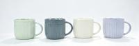 China 4 Pack Vertical Fluted Pastel Ceramic Mugs, Glossy Macaron Color Ribbed Coffee Cups for Kitchen Decor & Gift Set for sale