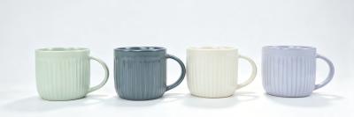 China 4 Pack Vertical Fluted Pastel Ceramic Mugs, Glossy Macaron Color Ribbed Coffee Cups for Kitchen Decor & Gift Set for sale