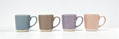 China 4 Pack Speckled Two-Tone Ceramic Mugs, Matte Sand Base Speck Stoneware Coffee Cups for Farmhouse Kitchen & Housewarming Gift for sale
