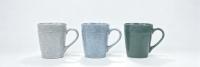 China Speckled Matte Stoneware Coffee Mug Set of 3, Tapered Ceramic Tea Cups with Subtle Horizontal Band, Sage Grey Dusty Blue Forest Green Neutral Drinking Mugs for Kitchen & Gift for sale
