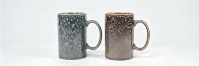 China 2 Pack Reactive Glaze Tall Ceramic Coffee Mugs, Speckled Gradient Stoneware Tea Cups, Handmade Marbled Texture Drinking Mugs, Microwave & Dishwasher Safe for Daily Beverages & Gifts for sale
