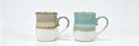 China 2 Pack Flowing Reactive Glaze Speckled Ceramic Mugs,  Waist Shaped Stoneware Coffee Cups, Ombre Drip Two-Tone Tea Mugs, Microwave & Dishwasher Safe Neutral Aesthetic Drinking Cups for Kitchen & G for sale