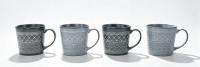 China Set of 4 Embossed Geometric Woven Ceramic Mugs, Two-Tone Dark  Light Blue Stoneware Coffee Cups, Textured Lattice Weave Pattern Tea Mugs, Microwave & Dishwasher Safe Rustic Drinking Mugs 2. Collection for sale