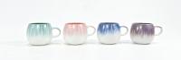 China Set of 4 Reactive Ombre Glaze Round Belly Ceramic Mugs, Gradient Drip Streaked Stoneware Coffee Cups, 4 Pastel Multicolor Two-Tone Tea Mugs, Microwave & Dishwasher Safe Cute Round Drinking Mugs for sale
