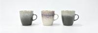 China Set of 3 Reactive Glaze Gradient Ceramic Mugs, Speckled Ombre Stoneware Coffee Cups, Neutral Ash Gray & Lavender Rustic Handmade Tea Mugs, Microwave & Dishwasher Safe for sale