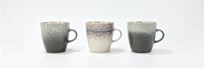China Set of 3 Reactive Glaze Gradient Ceramic Mugs, Speckled Ombre Stoneware Coffee Cups, Neutral Ash Gray & Lavender Rustic Handmade Tea Mugs, Microwave & Dishwasher Safe for sale