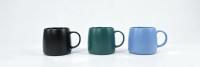 China 3 Pack Matte Solid Color Curved Body Ceramic Coffee Mugs with Handles for sale