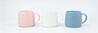 China 3 Pack Pastel Matte Rounded Ceramic Coffee Mugs with Comfort Handles for sale