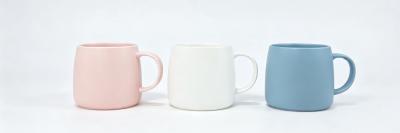 China 3 Pack Pastel Matte Rounded Ceramic Coffee Mugs with Comfort Handles for sale