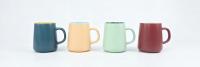 China 4 Pack Two-Tone Matte Ceramic Coffee Mugs with Curved Comfort Handles for sale