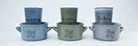 China 6 Piece Speckled Glaze Ceramic Soup Bowl & Tumbler Set, Embossed 